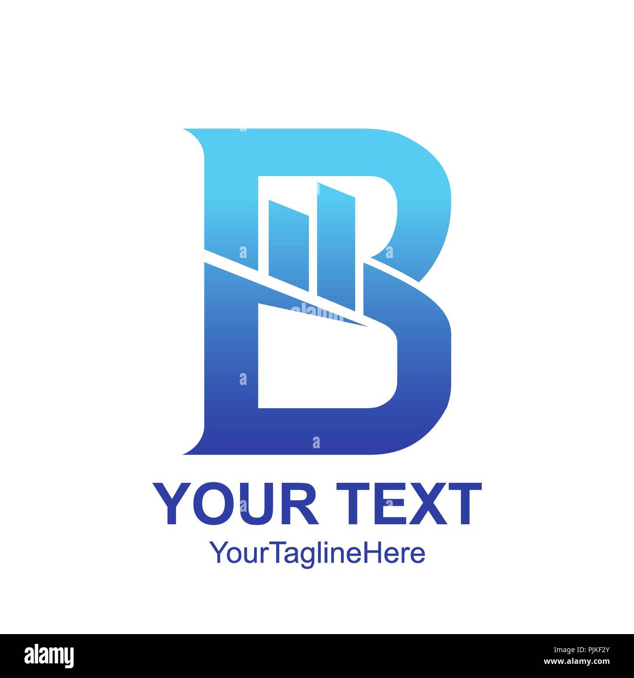 Initial letter b logo template colored blue graph chart design for ...