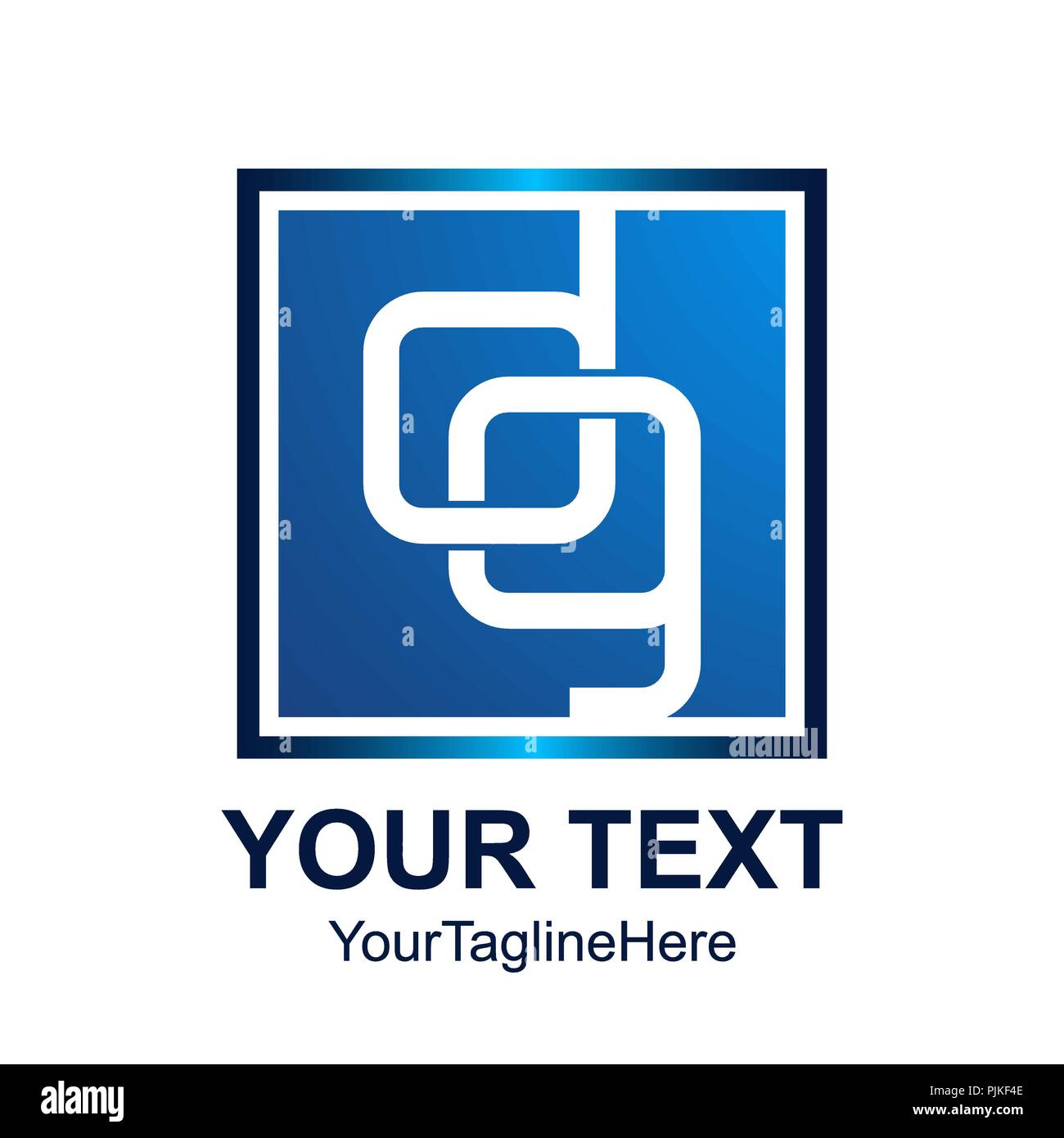 Square initial letter DG logo design template element colored blue for ...