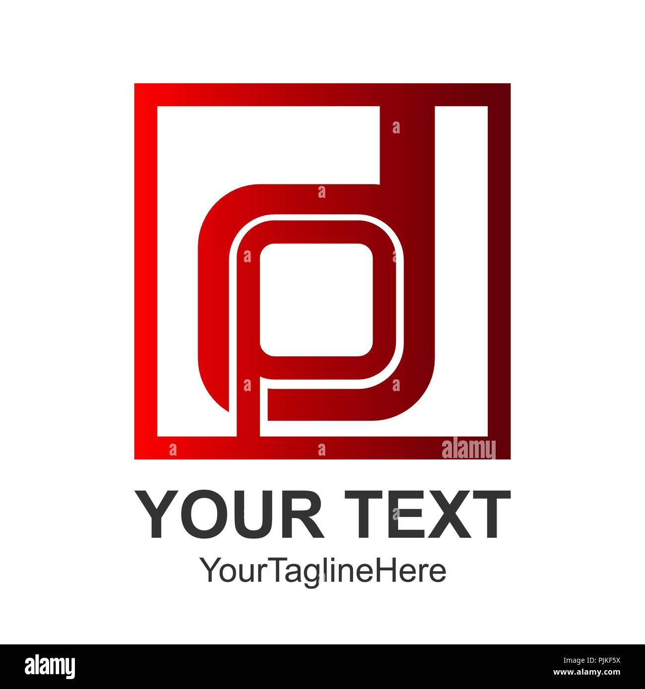 Square initial letter DP or PD logo design template element colored red ...