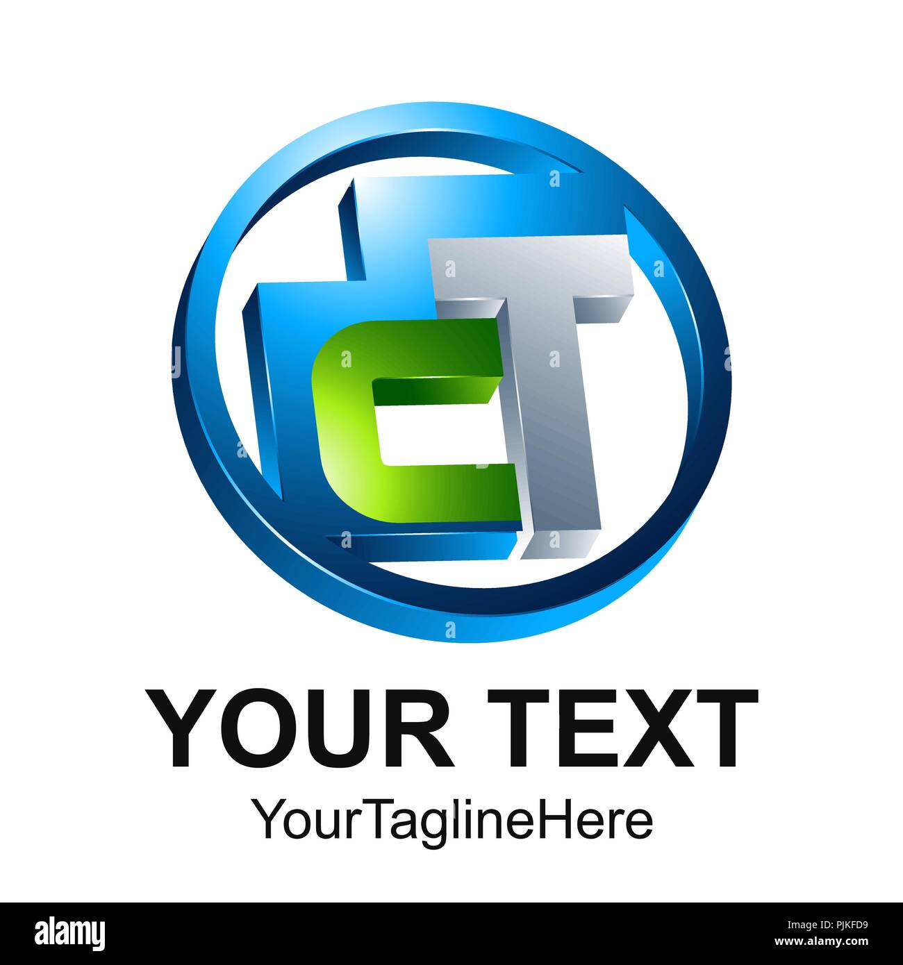 Initial letter CMT logo design template element colored silver green ...