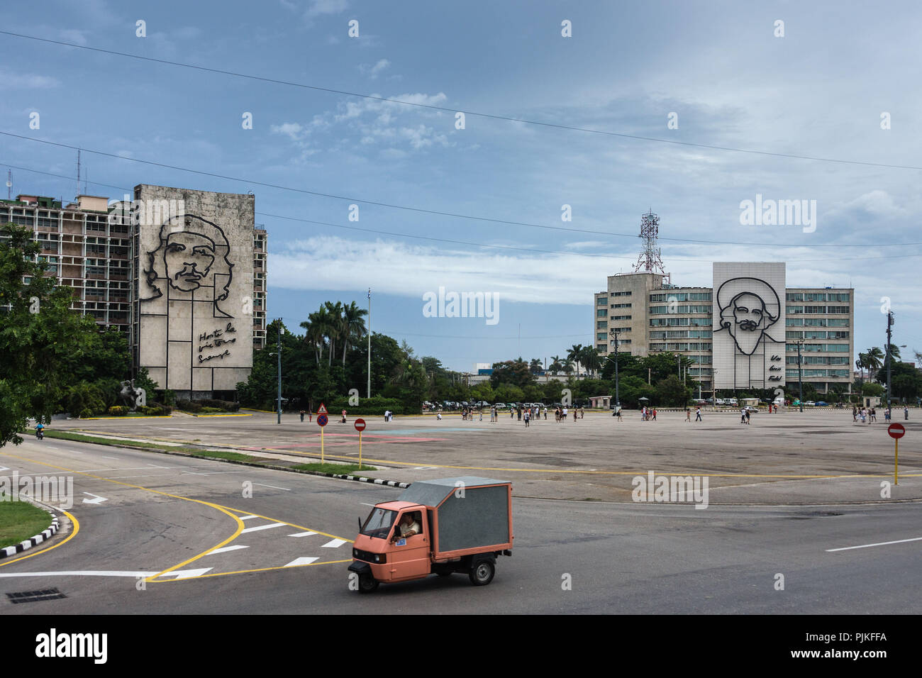 Cuba, Havana, Plaza de la Revolución / Revolution Square, facades with ...
