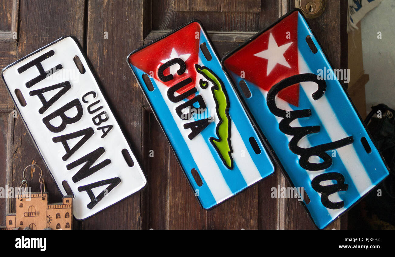 Cuba, Havana, license plate Stock Photo - Alamy