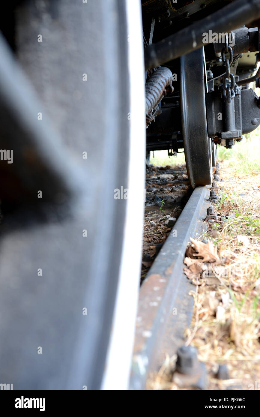 Train wheels on rails hi-res stock photography and images - Alamy