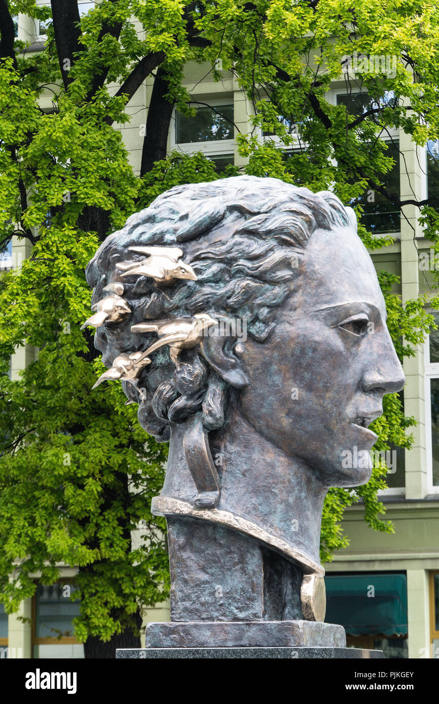 Poland, Wroclaw, sculpture, Orpheus' Head, singer and poet Stock Photo ...