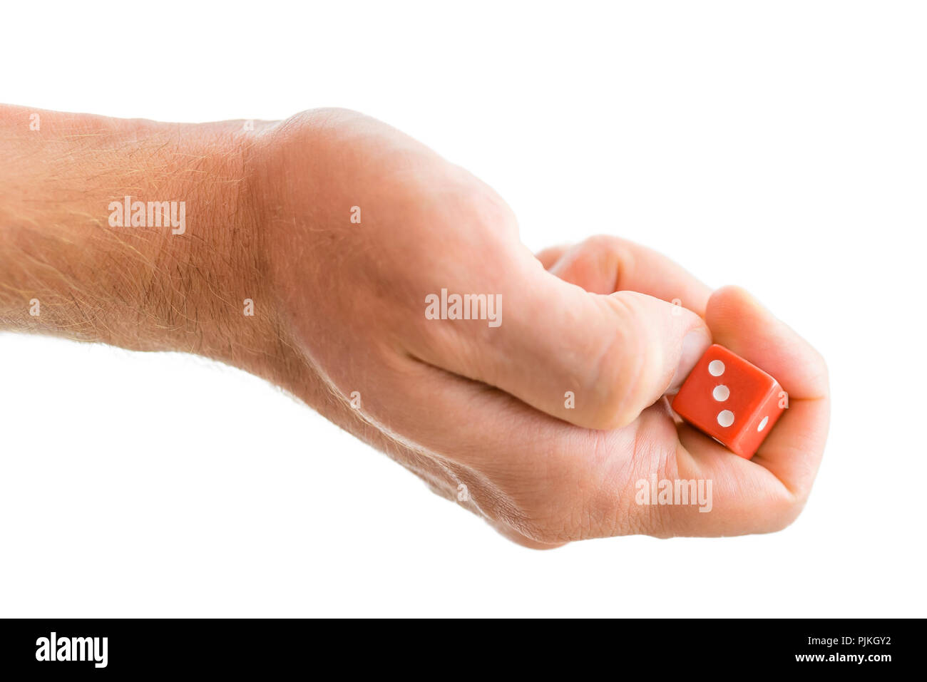 Male hand throwing dice. Isolated over white background Stock Photo - Alamy