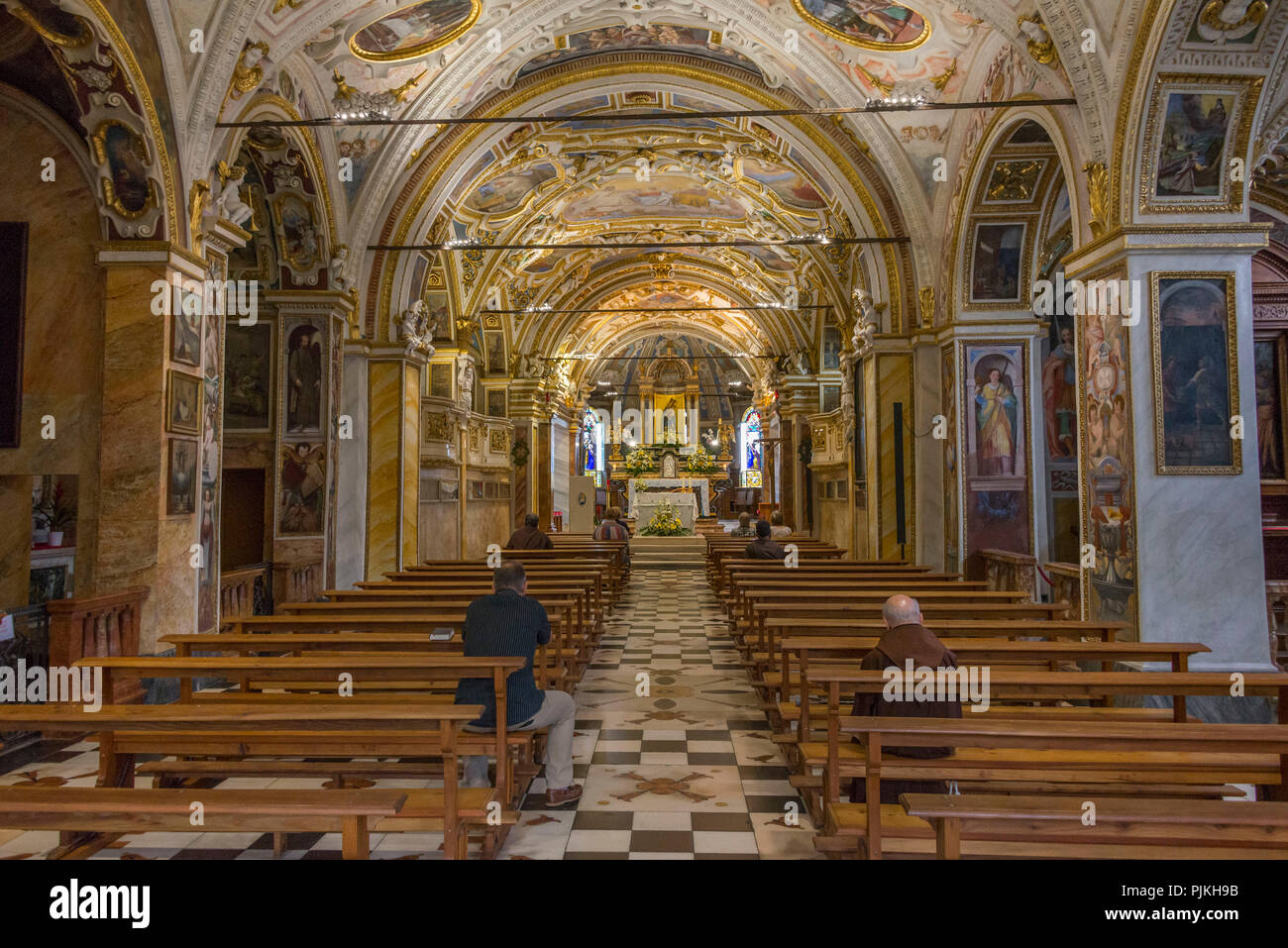 In the pilgrimage church of Madonna del Sasso, Locarno, Lake Maggiore ...