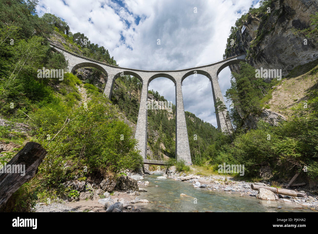 Landwasser Viaduct Filisur, Rhaetian Railway, near Filisur, region ...