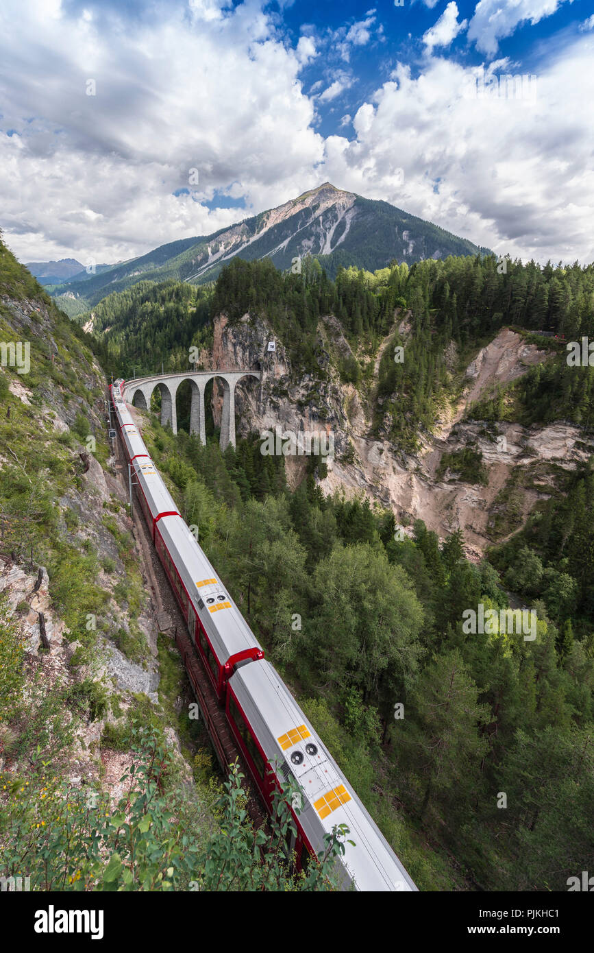 Rhaetian Railway in front of the Landwasser Viaduct Filisur, near ...