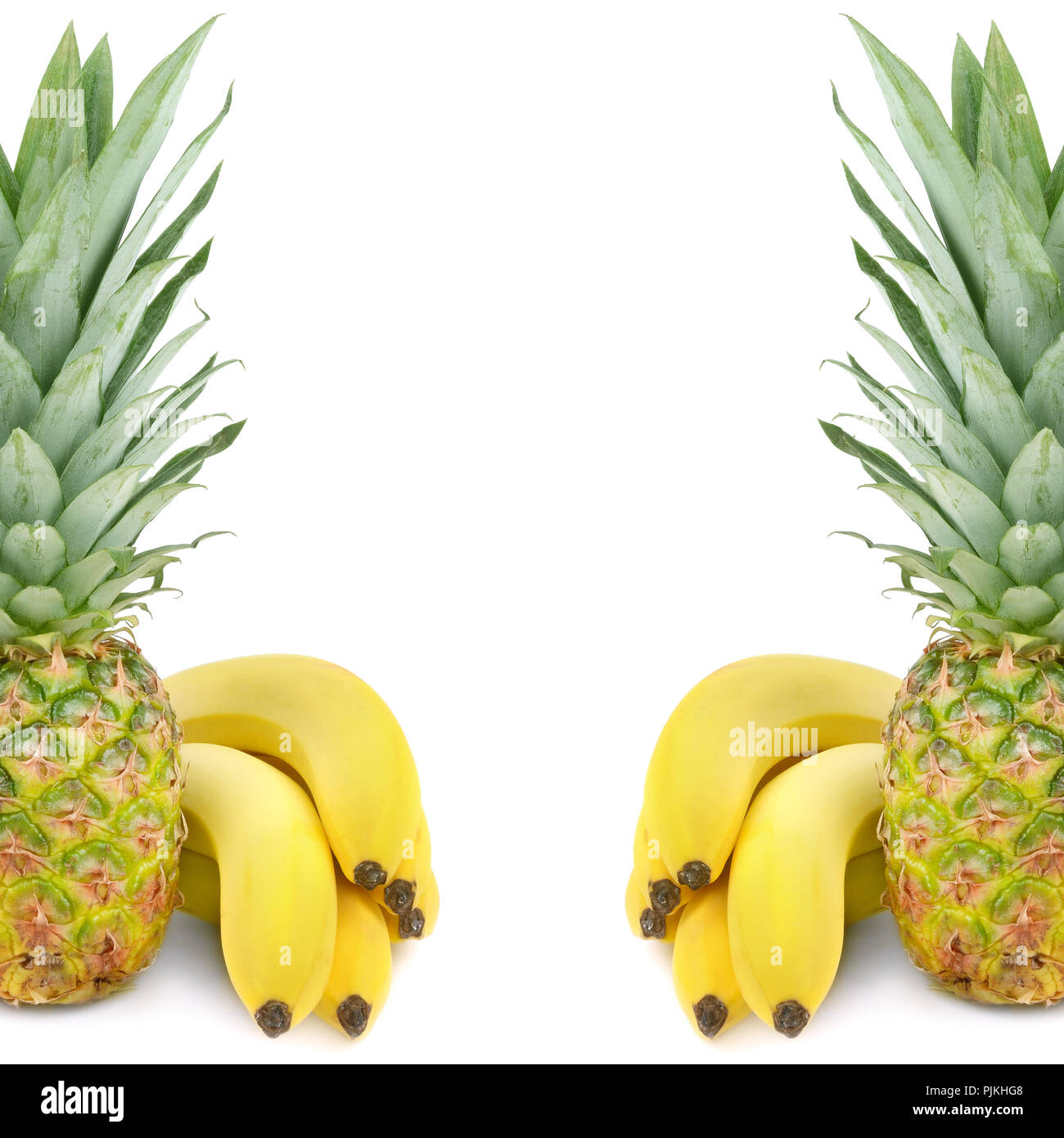 pineapple and bananas isolated on white background Stock Photo - Alamy