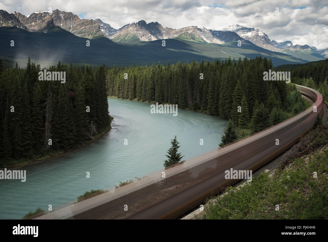 Train driving through banff national park hi-res stock photography and ...