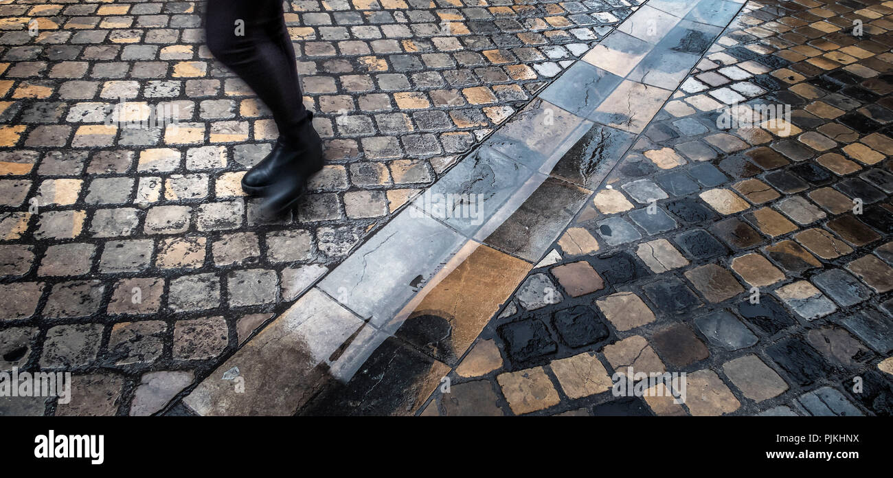 Road, cobblestone, people, detail, legs, rain Stock Photo - Alamy