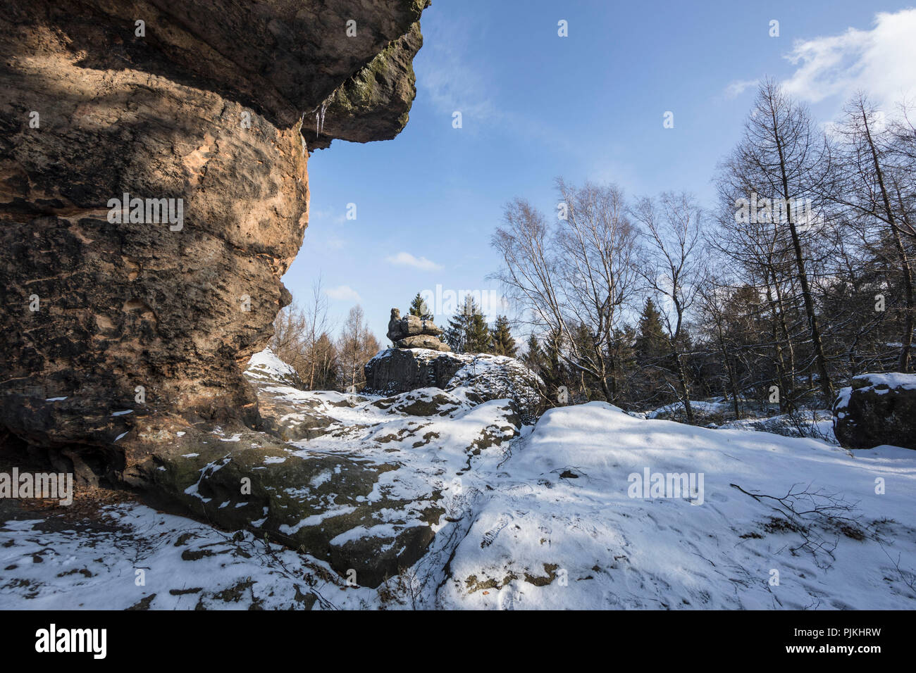 Germany, Saxony, Upper Lusatia, Zittau Mountains, Oybin, Mount Töpfer ...