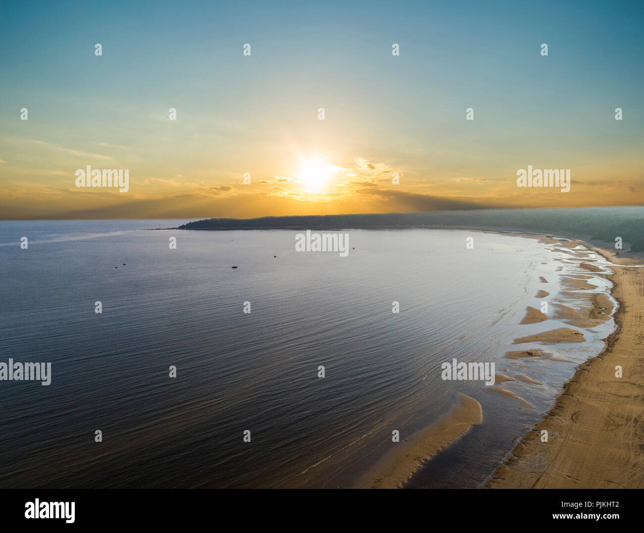 Aerial view of seashore with beach, lagoons and coral reefs. Coastline ...