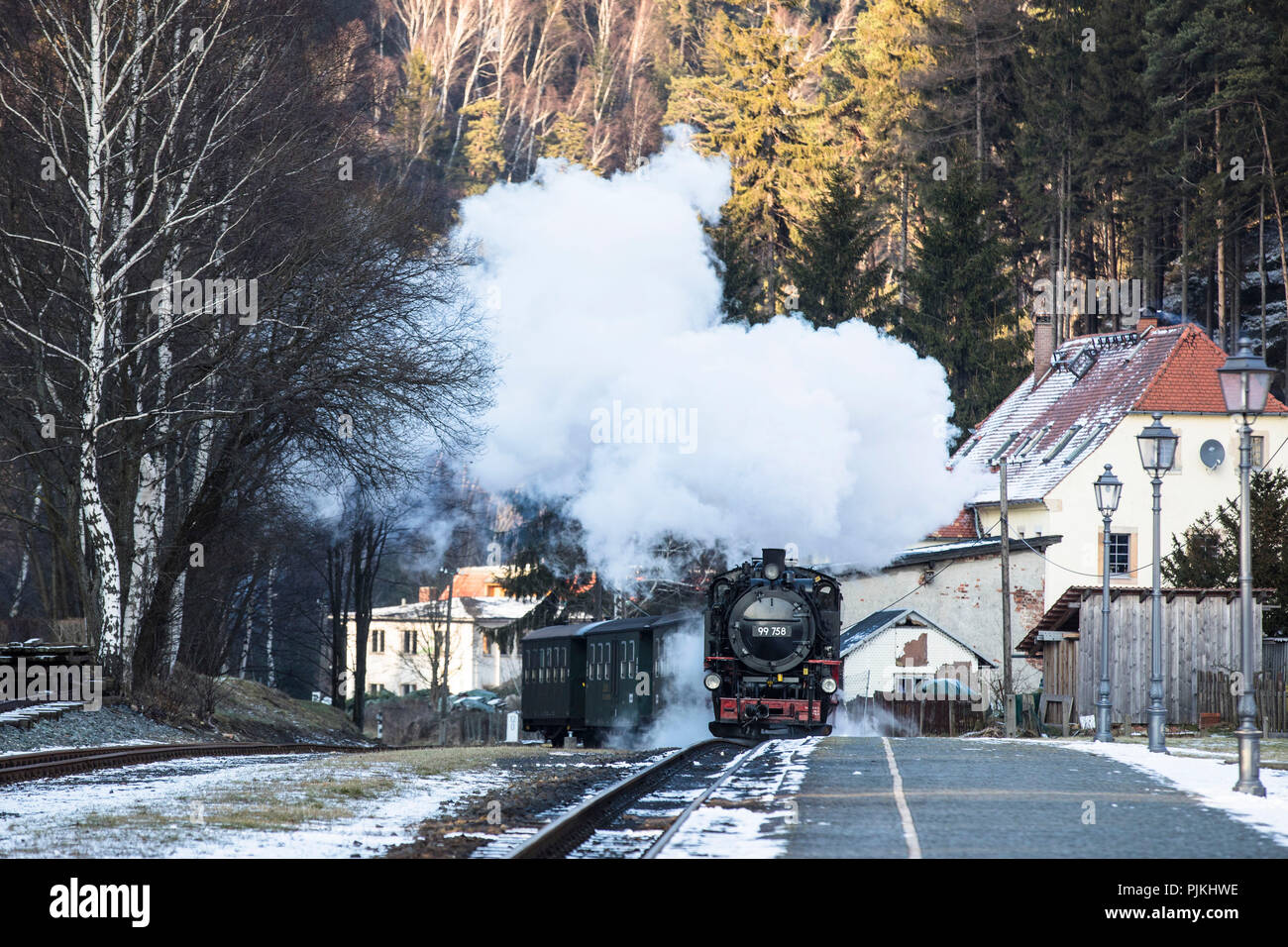 Germany, Saxony, Upper Lusatia, Oybin, steam locomotive Stock Photo - Alamy