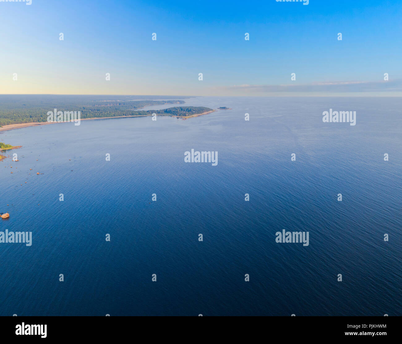 Aerial view of seashore with beach, lagoons and coral reefs. Coastline ...