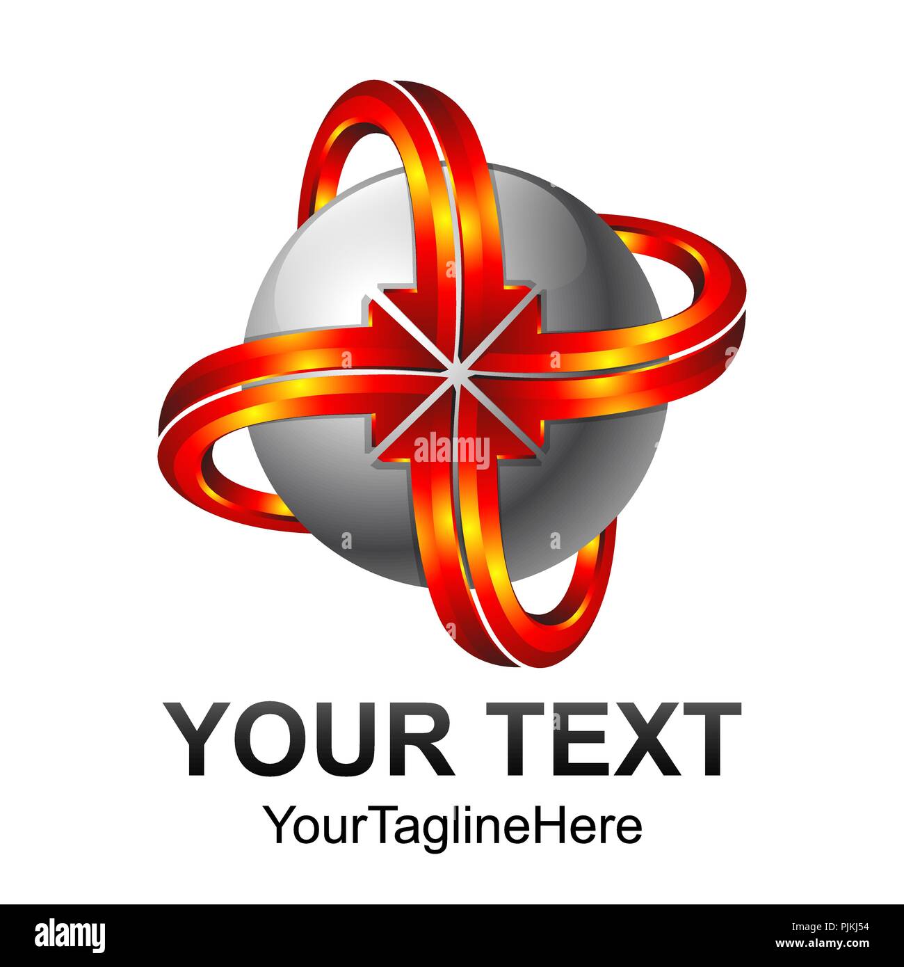 Creative abstract 3d sphere arrow vector logo design template element ...