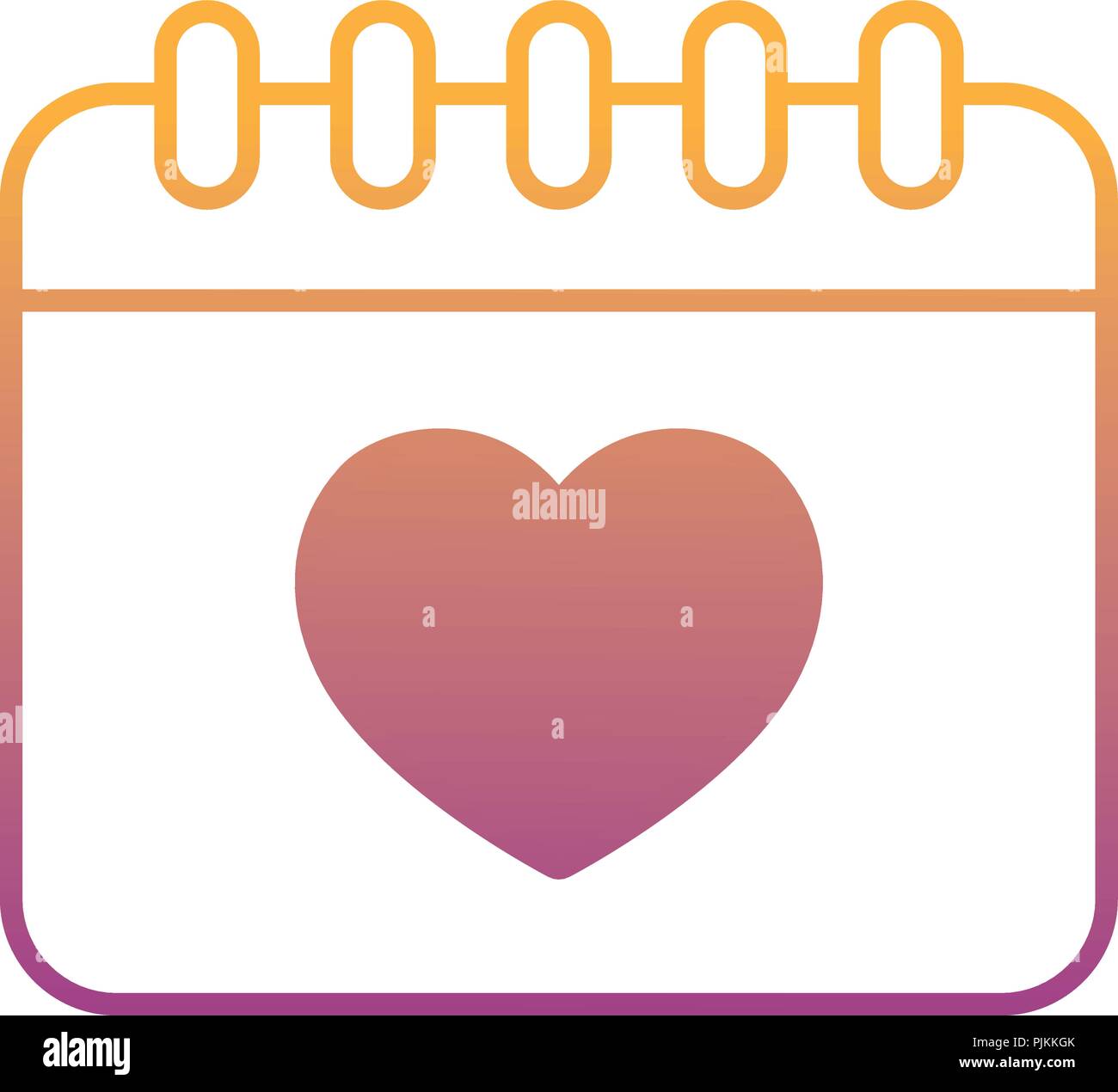 calendar with heart icon over white background, vector illustration ...