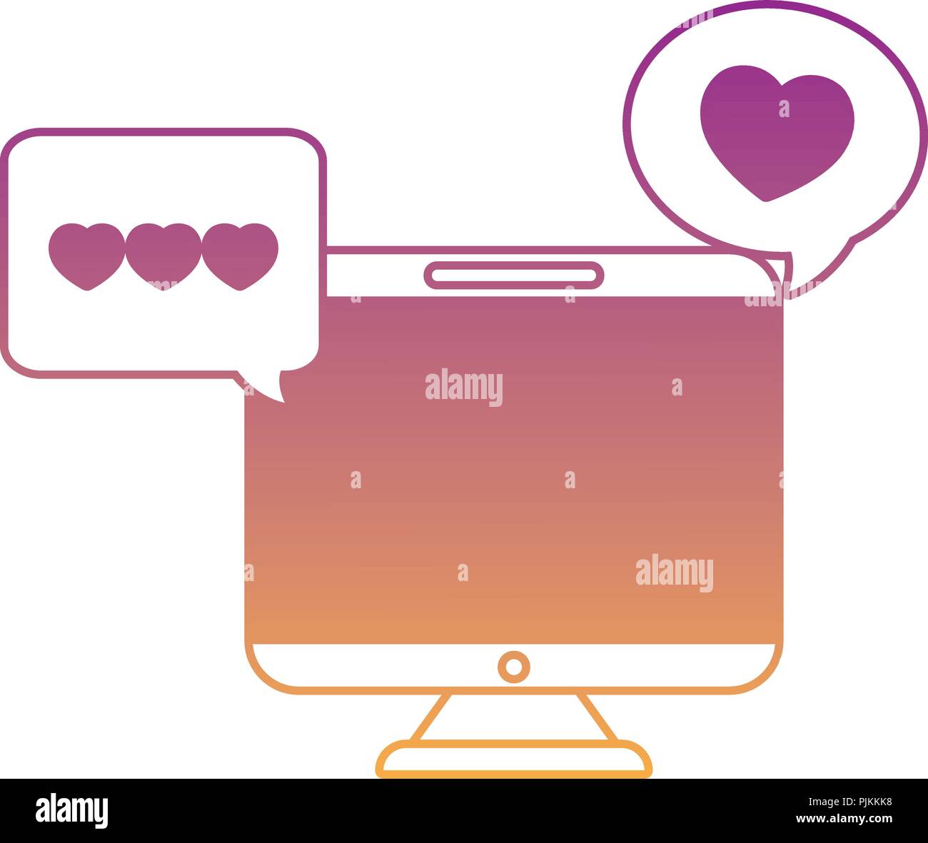 computer with love messages over white background, vector illustration ...