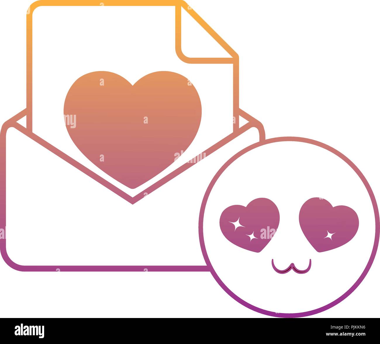 love letter and in love emoji over white background, vector ...