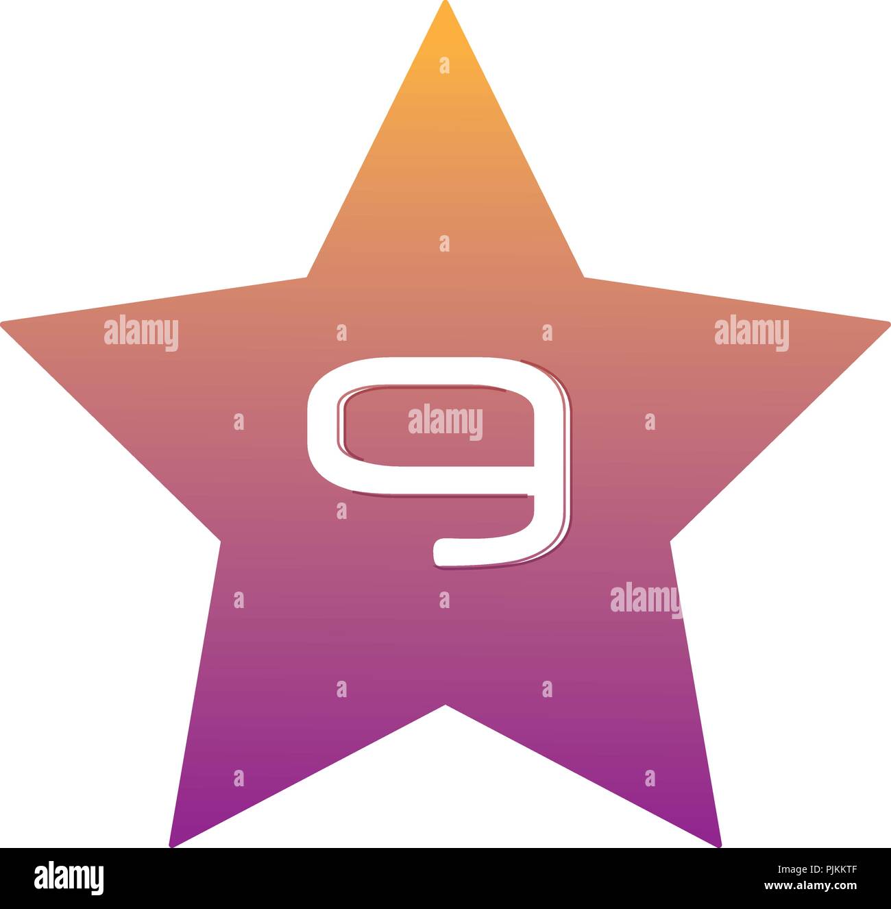 star with number 9 over white background, vector illustration Stock ...