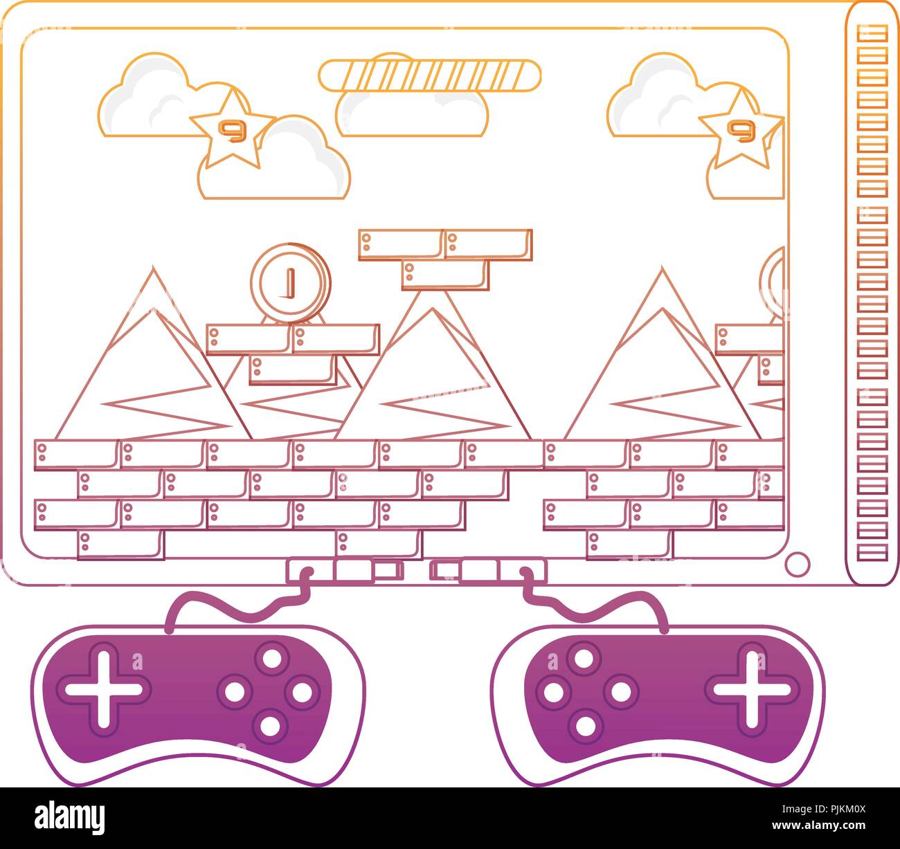 television with game controllers over white background, vector ...