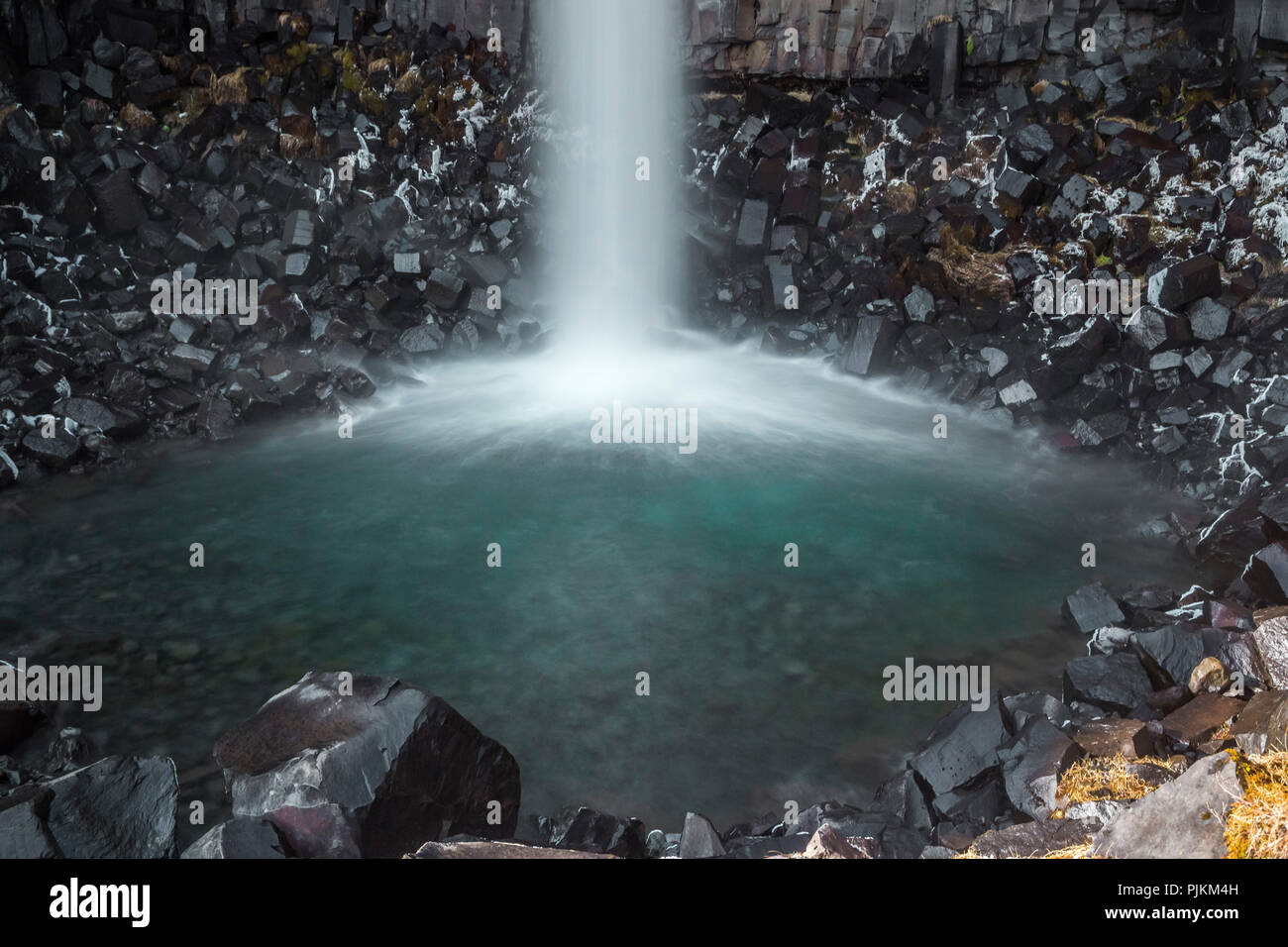 Iceland, Skaftafell National Park, Ring Road, Svartifoss, basalt ...