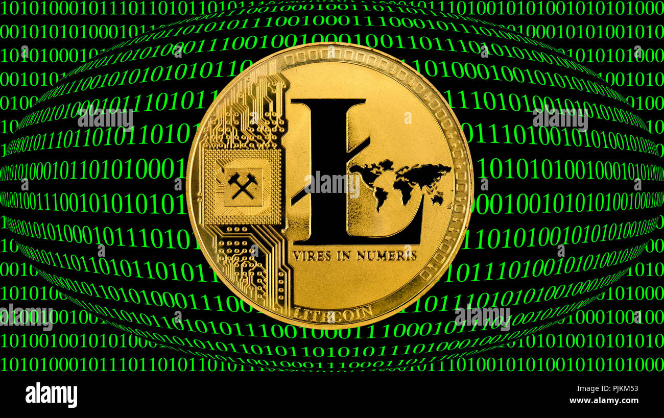 Symbolic image of digital currency, golden coin Litecoin Stock Photo ...