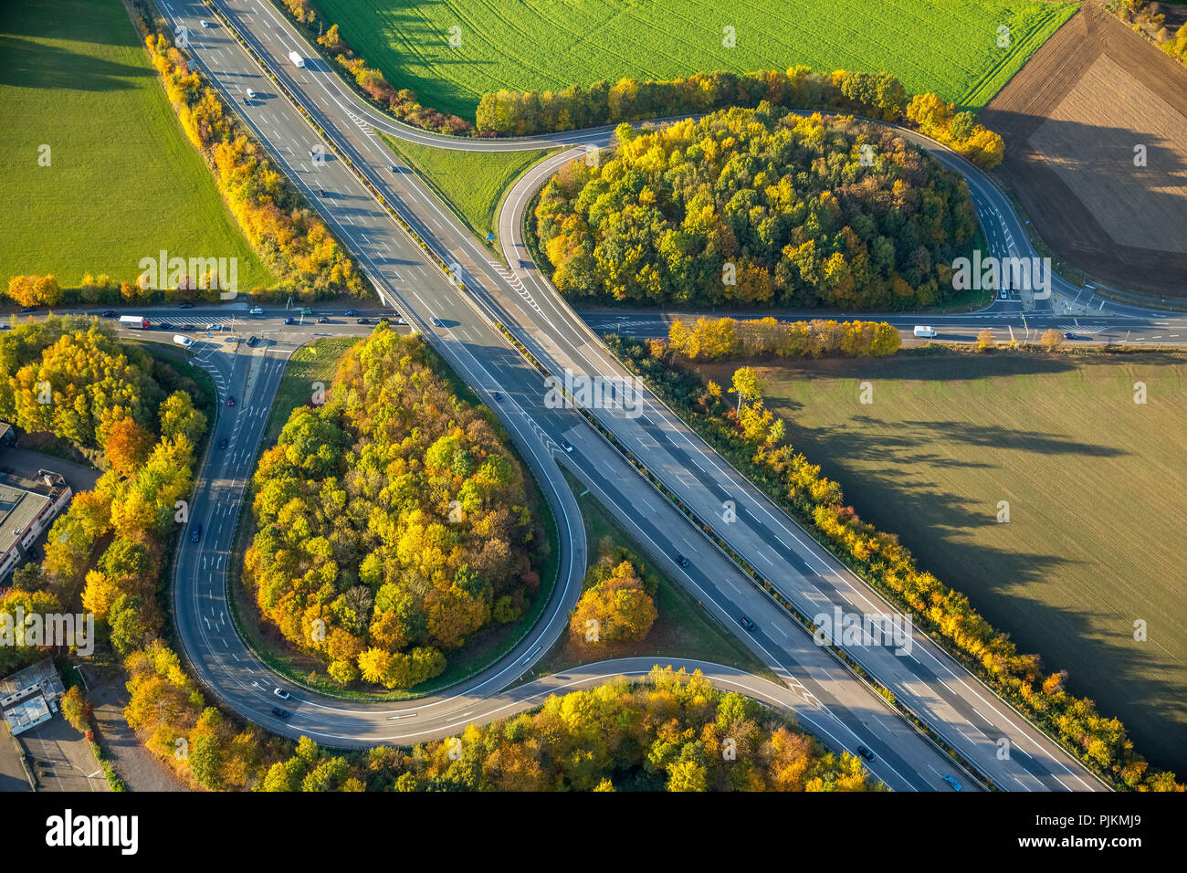 Aerial view, motorway ramp with motorway bridge Witten-Annen Dortmunder ...
