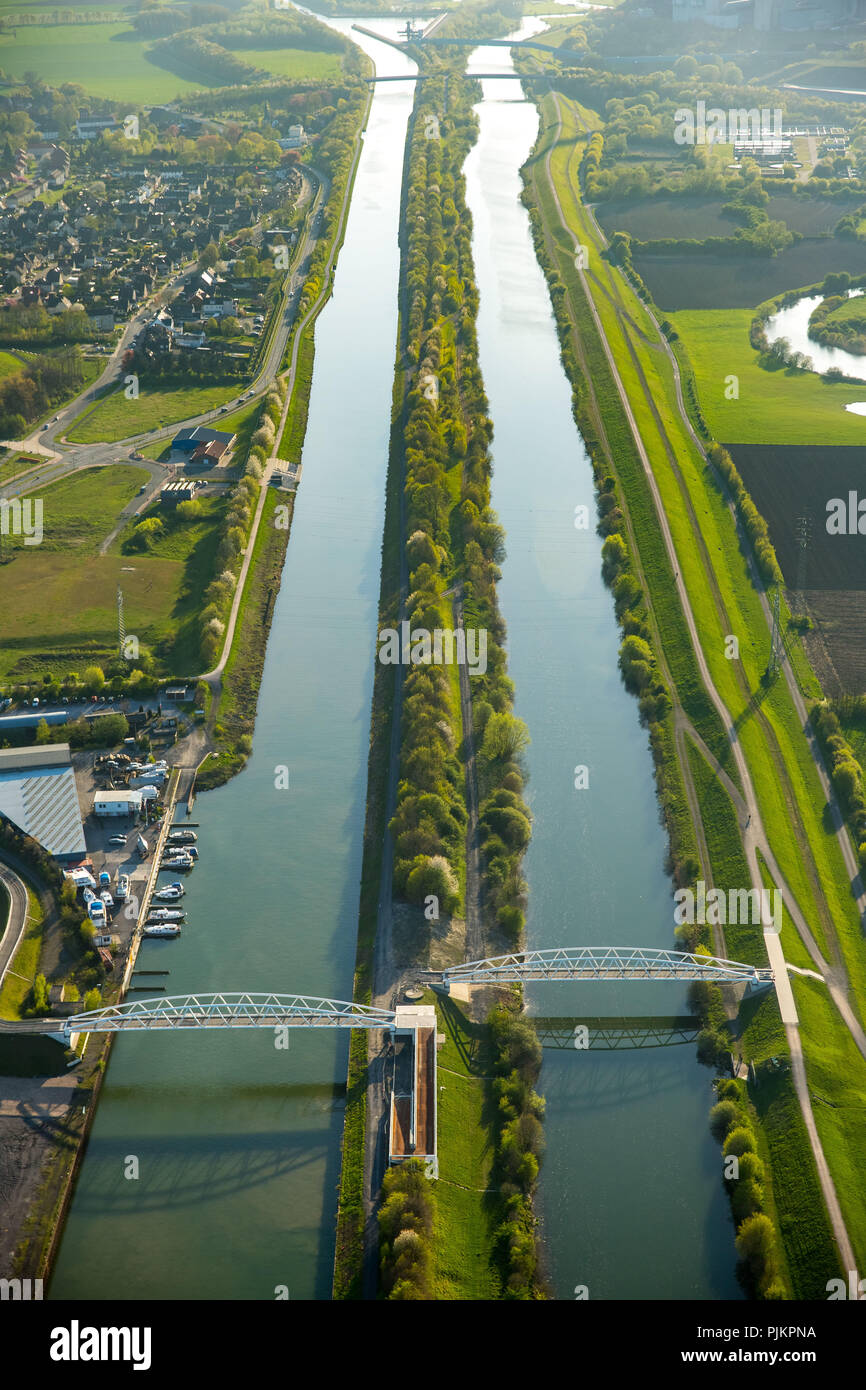 LippePark bridges Lippe and Datteln-Hamm-Kanal, Hamm, Ruhr area, North ...