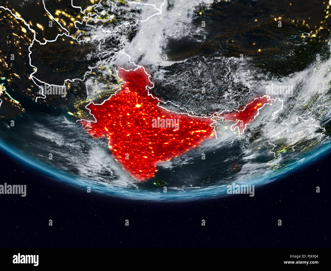 Satellite image of india at night hi-res stock photography and images ...