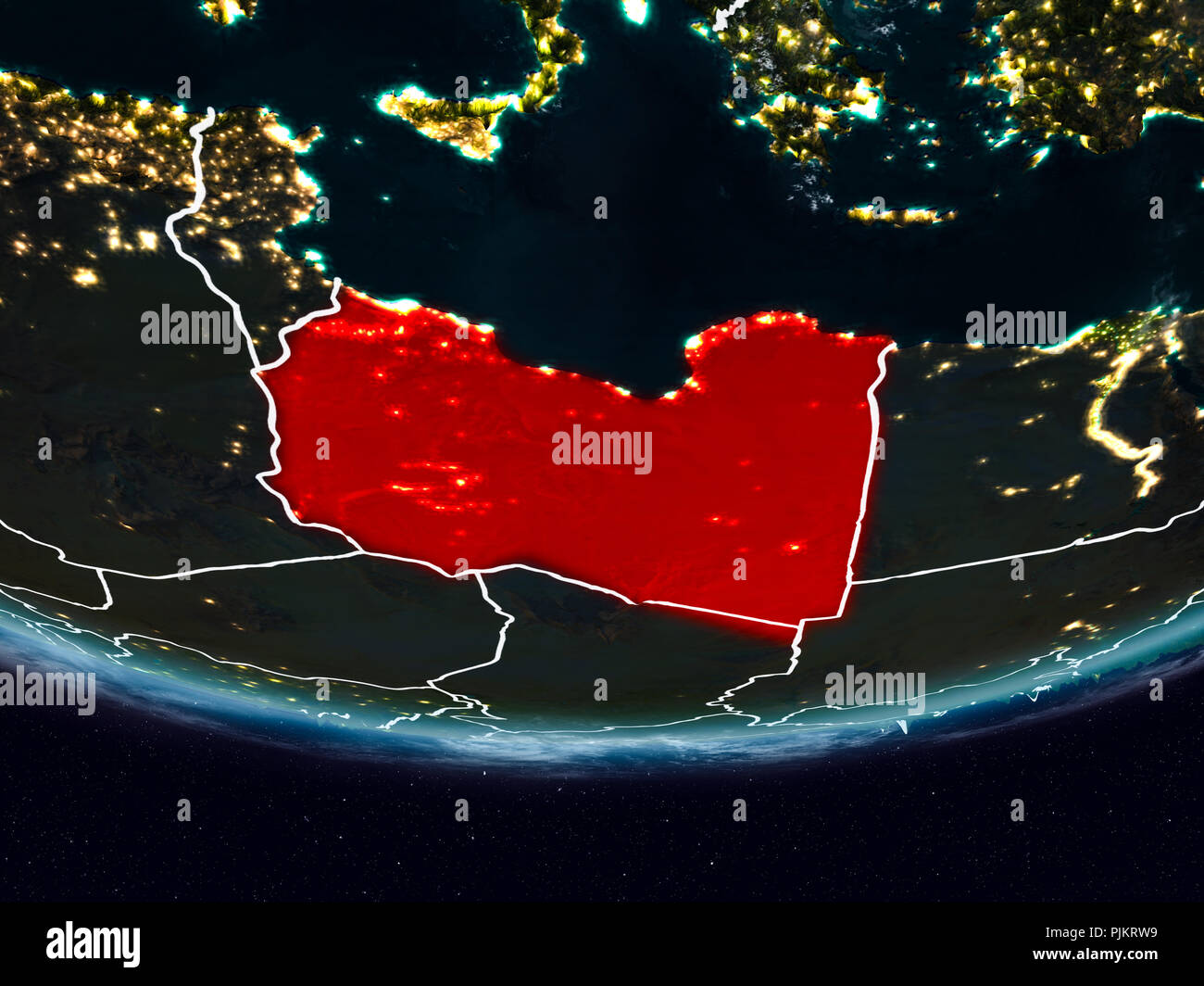 Libya 3d map borders hi-res stock photography and images - Alamy