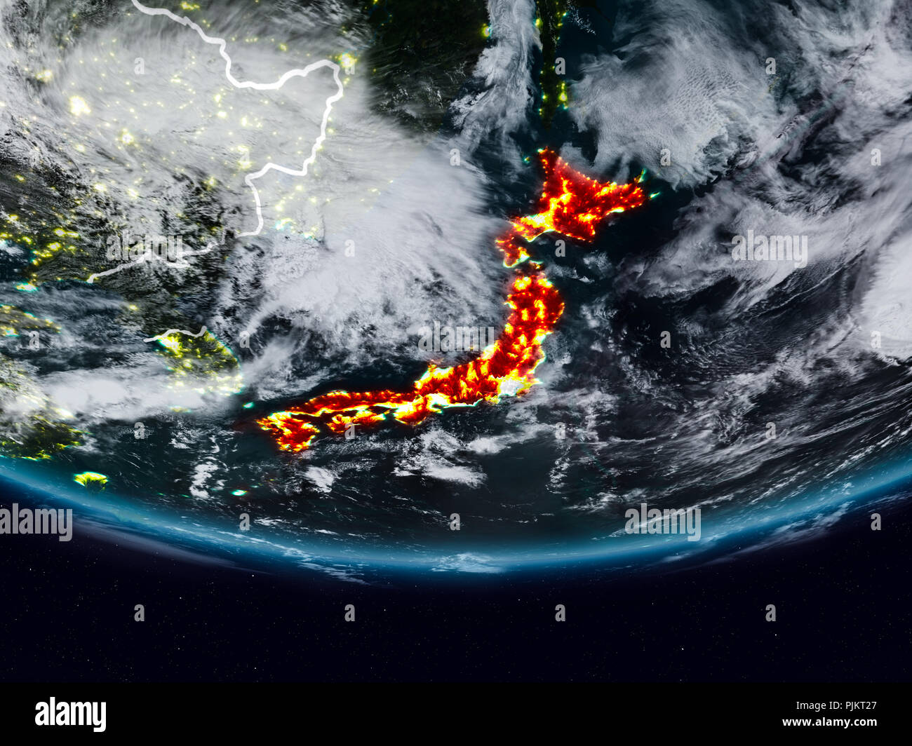 Satellite image japan night satellite hi-res stock photography and ...