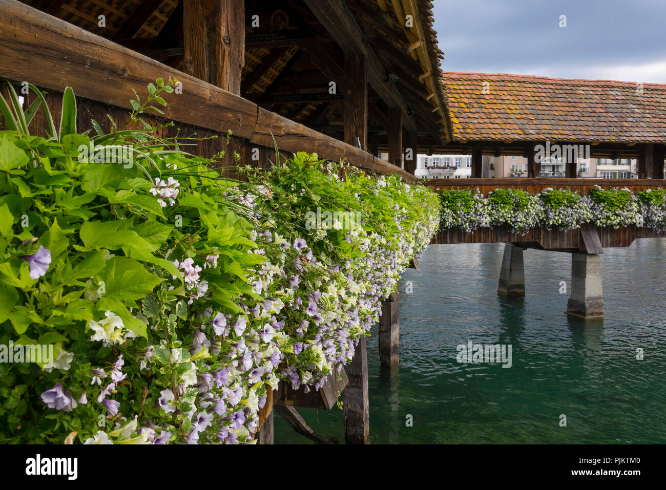 Kapellbrücke over the Reuss, Lucerne, Lake Lucerne, Canton Lucerne ...