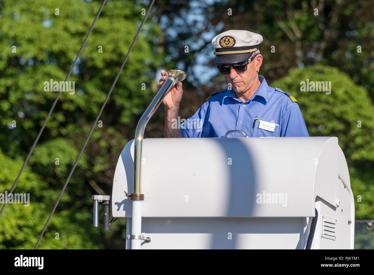 Captain on paddle steamer, Lake Lucerne, Canton Lucerne, Switzerland ...