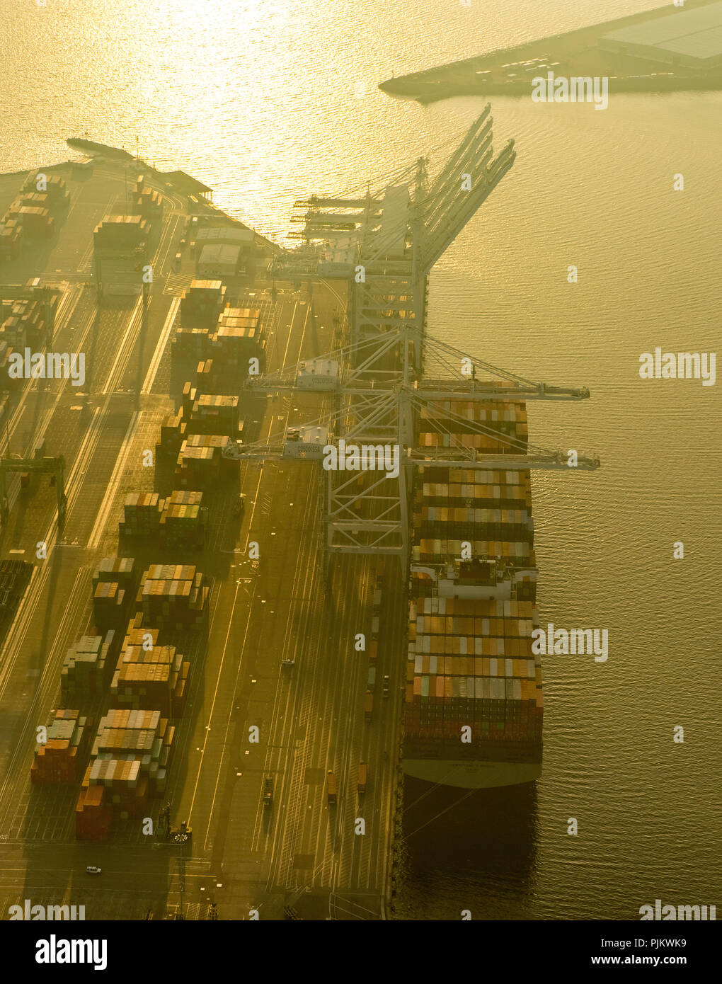 Container Harbor of Long Beach in Haze, Long Beach, Los Angeles County ...