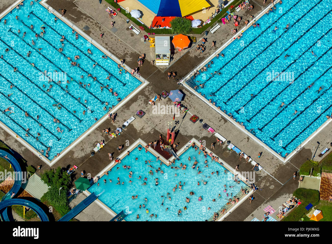 Outdoor pool south with swimming pool, non-swimming pool, bathers ...