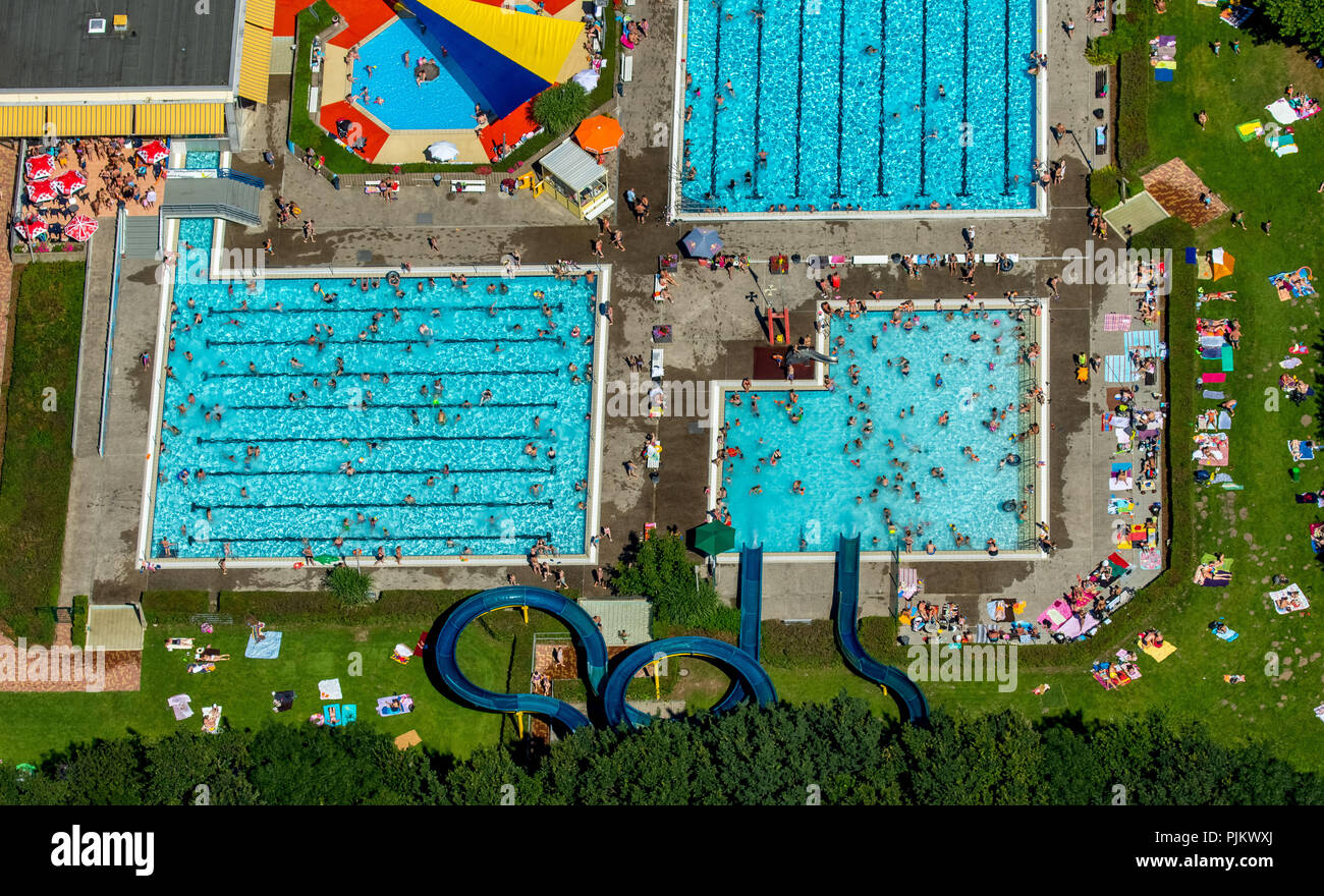 Outdoor pool south with swimming pool, non-swimming pool, bathers ...