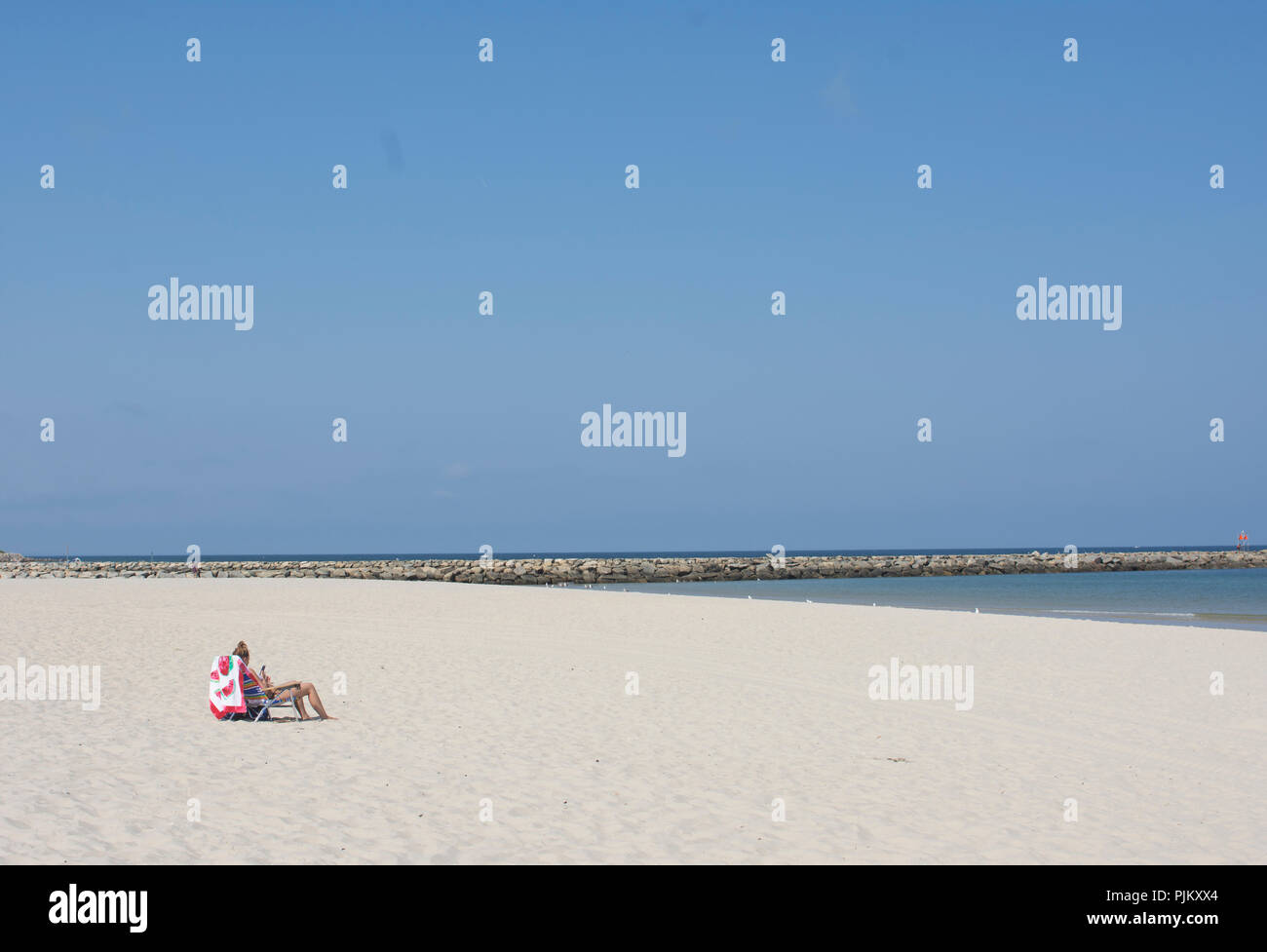 A lone bather at a Cape Cod beach. Dennis, Massachusetts, USA Stock ...