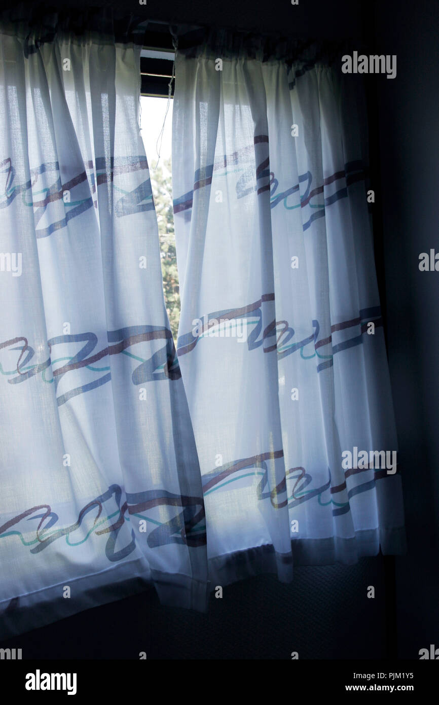 Summer house, window, curtain, wind Stock Photo - Alamy