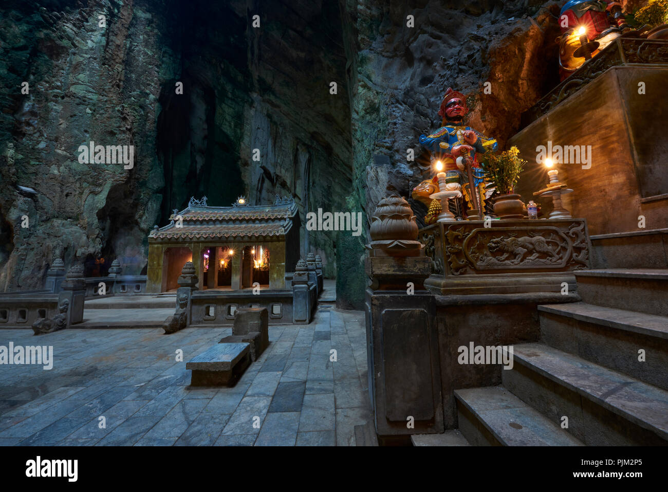 Buddhist temple within Huyen Khong Cave in the Marble Mountains ...