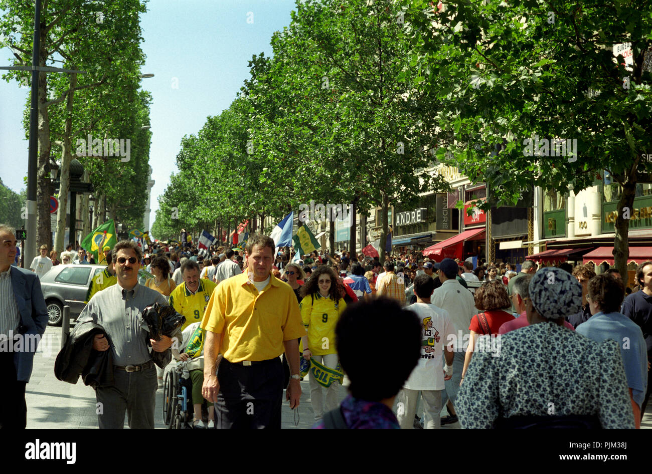 The 1998 Fifa World Cup, supporters in Paris before the finale France ...