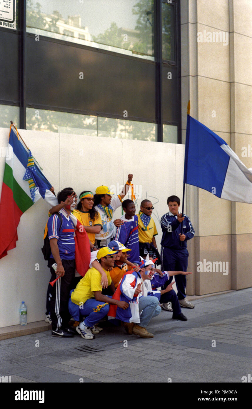 The 1998 Fifa World Cup, supporters in Paris before the finale France ...