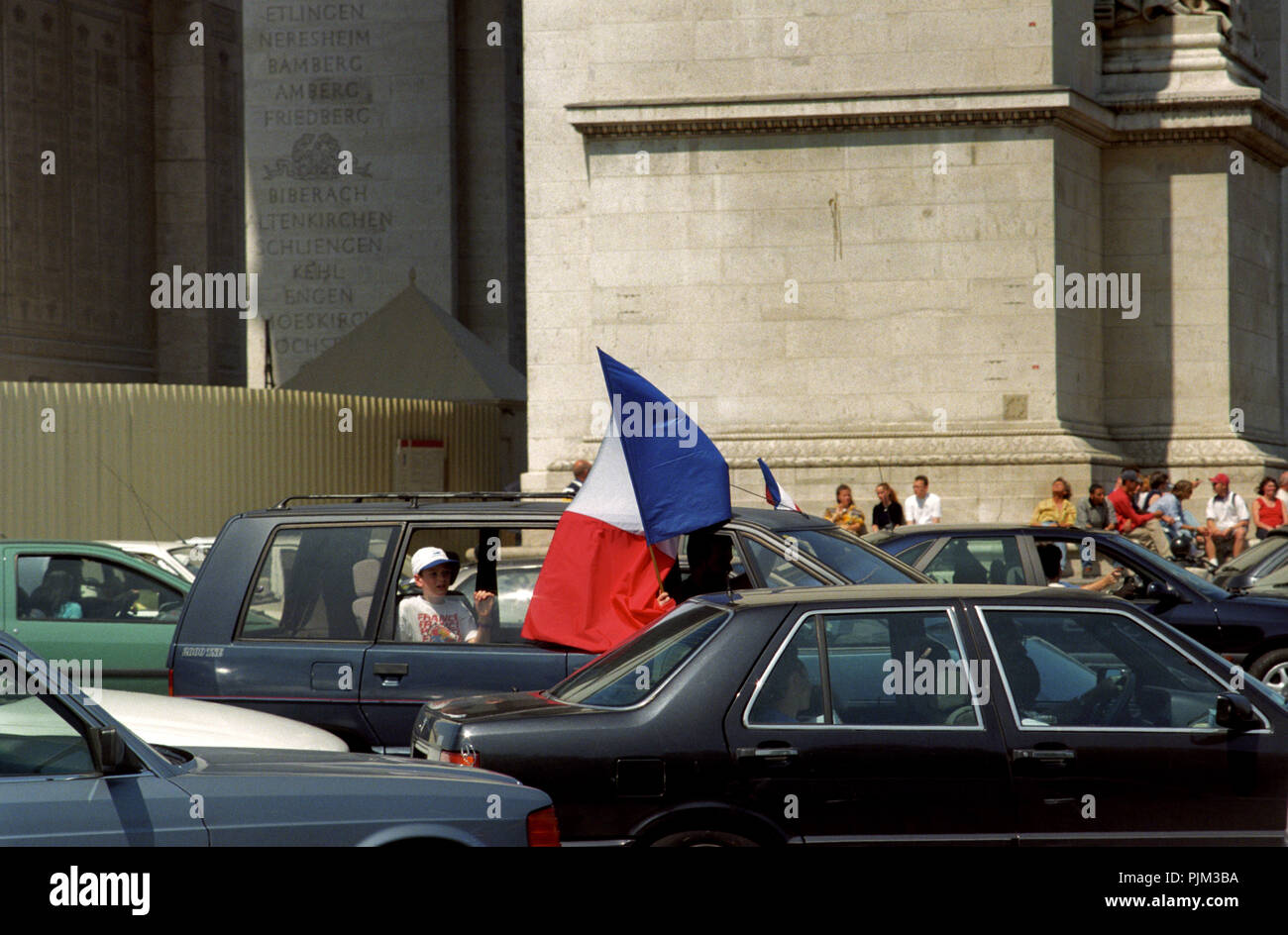 The 1998 Fifa World Cup, supporters in Paris before the finale France ...