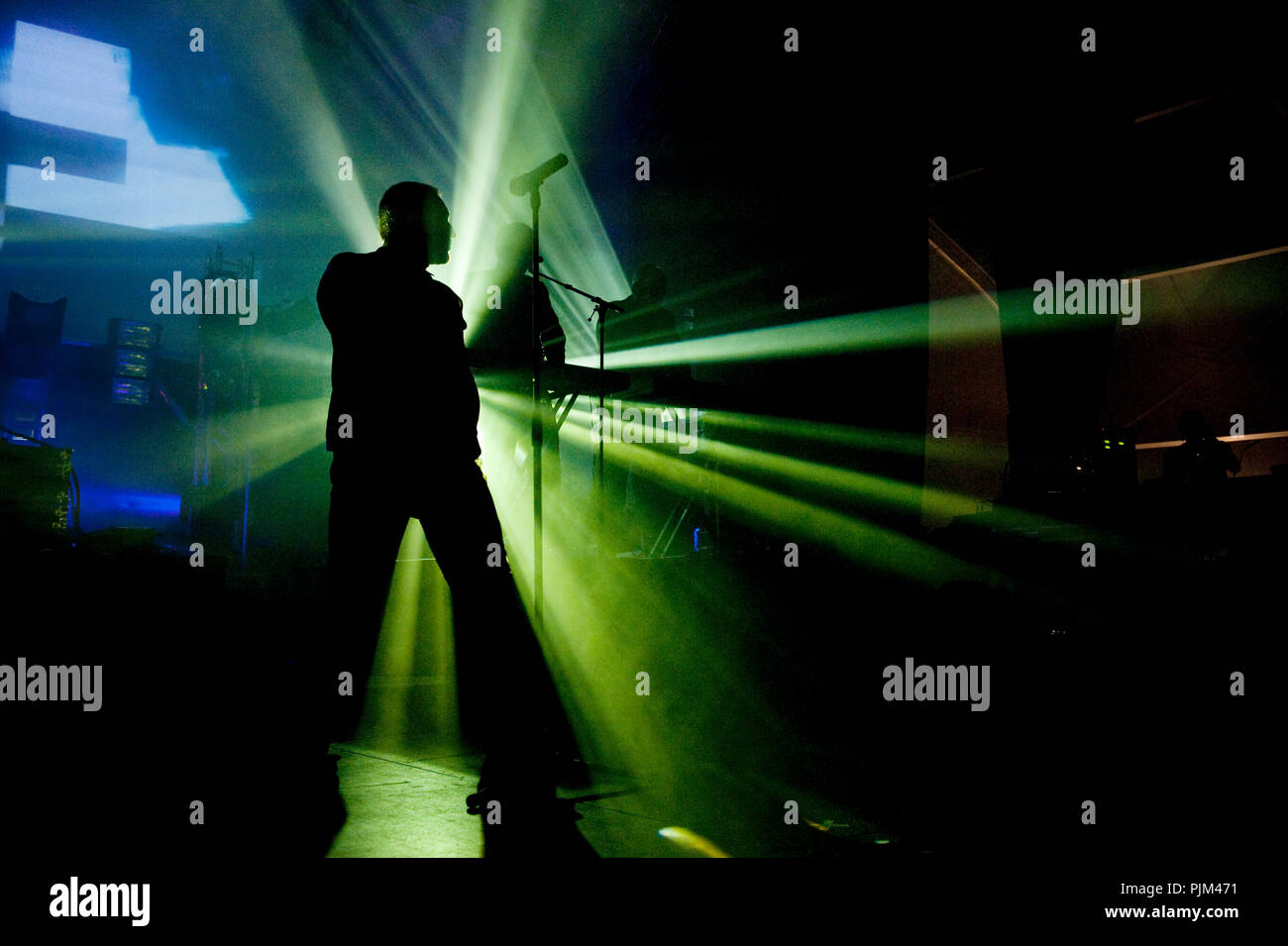 Belgian electronic music band Front 242 performing at the Strandfuif ...