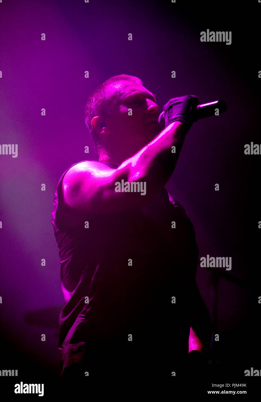 Belgian electronic music band Front 242 performing at the Strandfuif ...