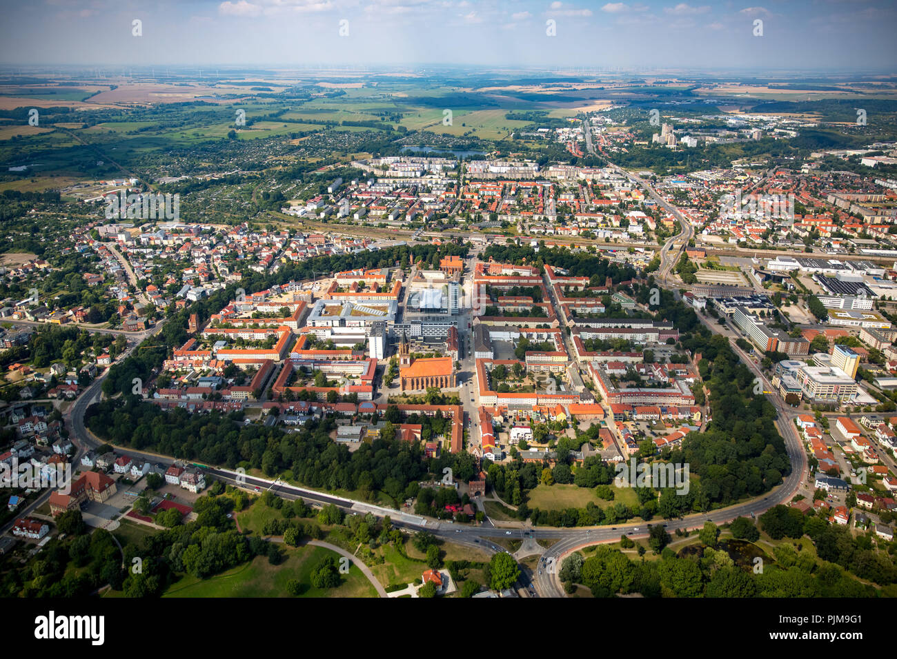 Historic old town of neubrandenburg with rampart and city gates hi-res ...