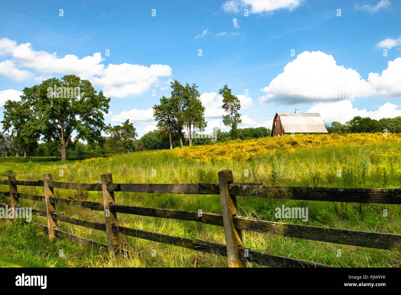 Beautiful, peaceful countryside with a picture postcard view of a barn ...