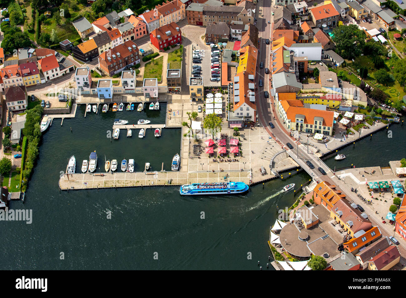 Malchow island with harbor and new drawbridge hi-res stock photography ...