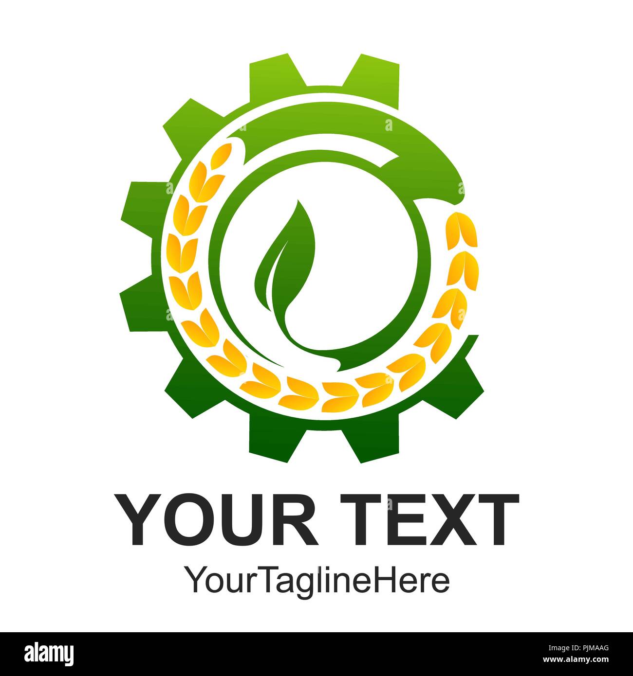 Biotechnology sign. Eco gear. Abstract plant with gear isolated on ...