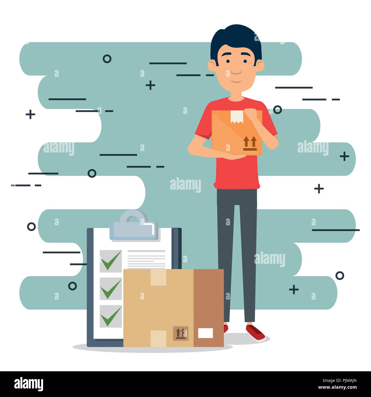 delivery worker with checklist character vector illustration design ...